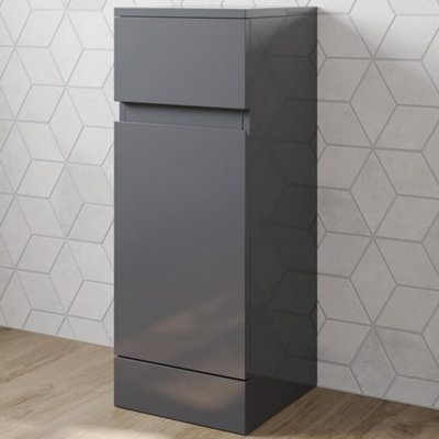 Affine Grey Gloss Cloakroom Freestanding Storage Unit - 300mm