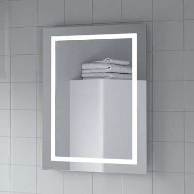Affine LED Bathroom Mirror 700x500mm Wall Mounted Battery Operated ...
