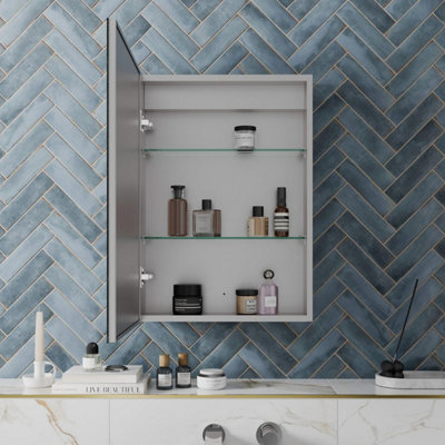 Affine LED Bathroom Mirror Cabinet Illuminated Mains Powered Demister ...