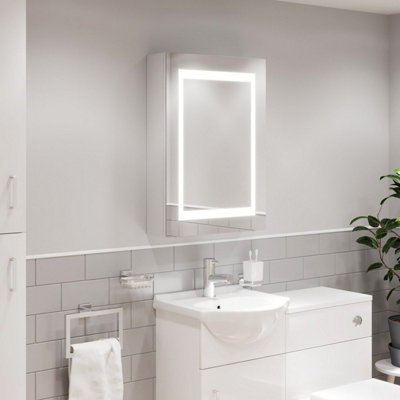 Affine LED Bathroom Mirror Cabinet Illuminated Mains Powered Demister ...