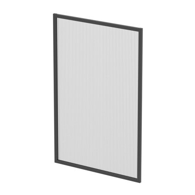 AFFINE MATT BLACK OVER BATH SHOWER SCREEN FLUTED GLASS SQUARE FRAME ...
