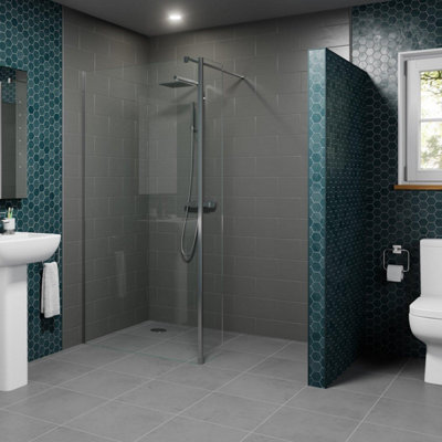 Affine Modern 800mm Walk In Wet Room Shower Screen Return Panel Easy ...