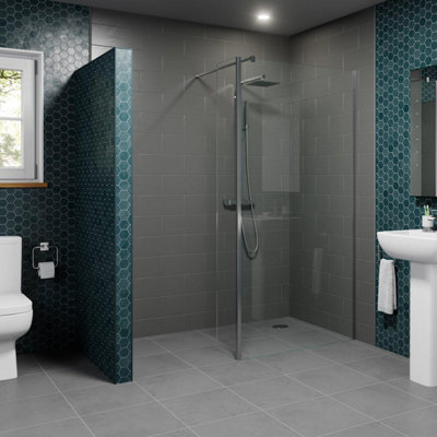 Affine Modern 800mm Walk In Wet Room Shower Screen Return Panel Easy ...