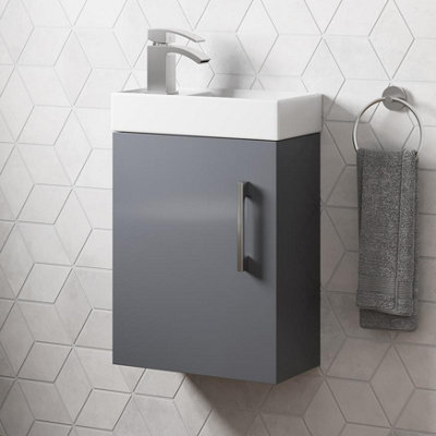 Affine Modern Bathroom Basin Sink Vanity Unit Wall Hung 1 Tap Hole ...