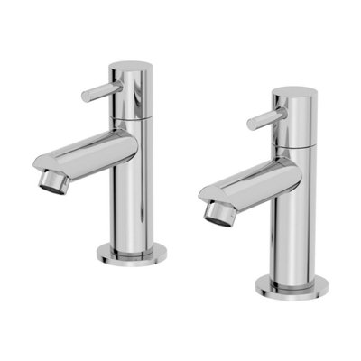 Affine Modern Bathroom Basin Taps Hot & Cold Pair Twin Chrome Lever ...