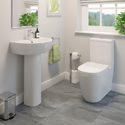 Affine Modern Bathroom Cloakroom Close Coupled Toilet WC Basin Sink Set ...