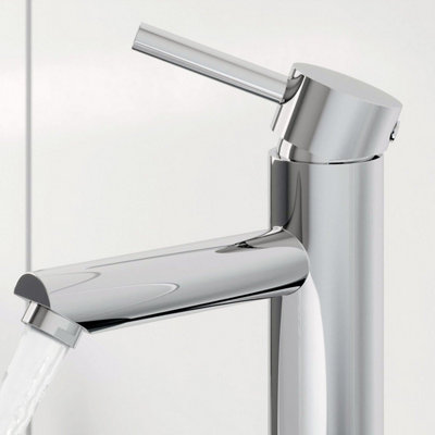 Affine Modern Bathroom High Rise Countertop Basin Mixer Tap Tall Chrome ...