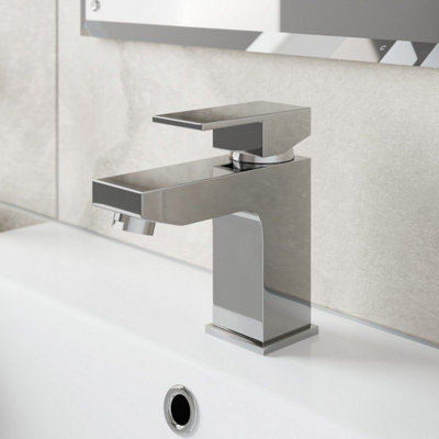 Affine Modern Bathroom Square Mono Basin Sink Mixer Tap Waste Lever ...
