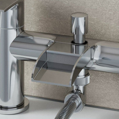 Affine Modern Chrome Waterfall Bath Shower Basin Sink Mixer Tap Mixer ...
