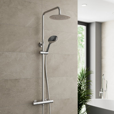 Affine Modern Thermostatic Bar Mixer Shower Valve Round Chrome Bathroom ...