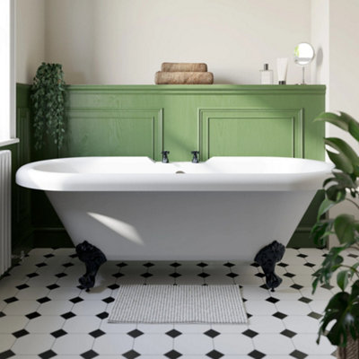 Affine Oxford Bathroom Bath Pillar Taps Set Pair Round Single Cross ...