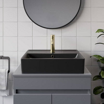 Affine Rectangular Countertop Basin Matt Black - 505 x 352mm