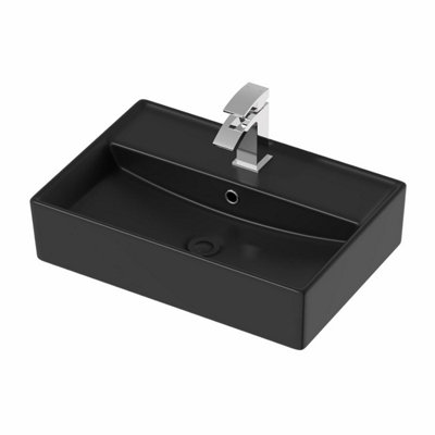Affine Rectangular Countertop Basin Matt Black - 505 x 352mm