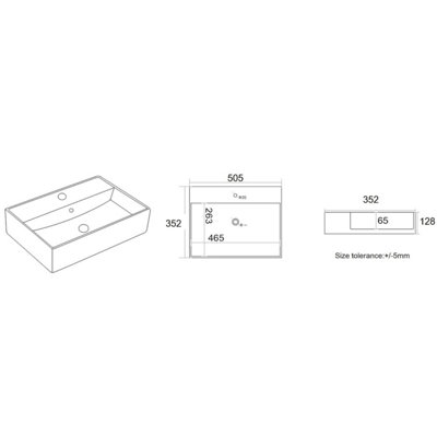 Affine Rectangular Countertop Basin Matt Black - 505 x 352mm