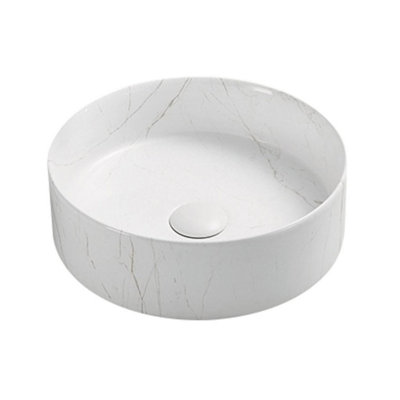 Affine Round Countertop Basin Marble White - 301 x 301mm