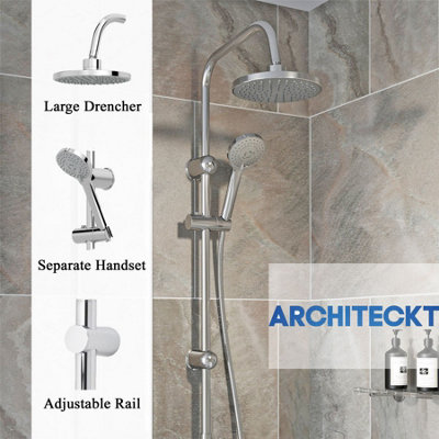 Affine Round Shower Riser Kit Chrome Dual Shower Heads Adjustable ...
