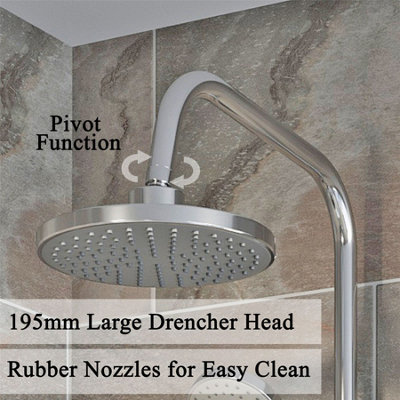 Affine Round Shower Riser Kit Chrome Dual Shower Heads Adjustable ...