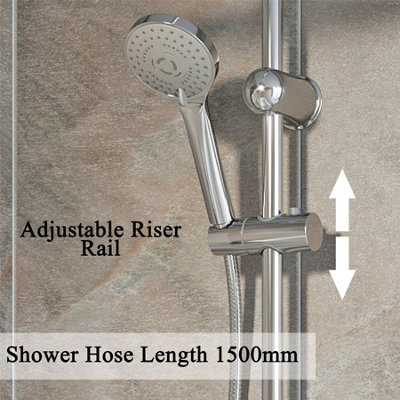 Affine Round Shower Riser Kit Chrome Dual Shower Heads Adjustable ...