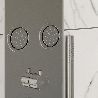 Affine Thermostatic Shower Panel Column Tower 4 Body Jets Twin Head ...