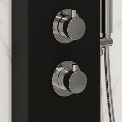 Affine Thermostatic Shower Panel Column Tower Body Jets Twin Head ...