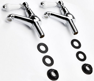 Affine Traditional Basin Sink Taps Bathroom Hot Cold Chrome Ceramic ...