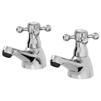 Affine Traditional Bathroom Bath Taps Twin 2 Tap Hole Brass Cross Head ...