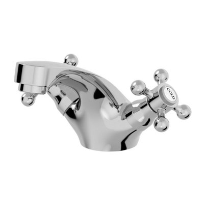 Affine Traditional Bathroom Mono Basin Sink Mixer Tap Brass Cross Head ...