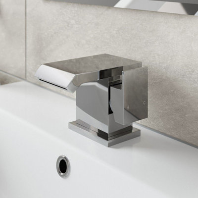 Affine Waterfall Basin Mixer Tap Modern Bathroom Mono Sink Square ...