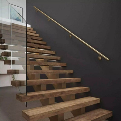 AFIT 3.6m Antique Brass Handrail Kit Easy Fit Includes Rails Brackets ...