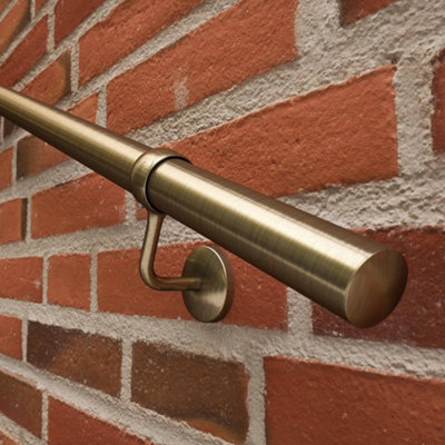 AFIT 3.6m Antique Brass Handrail Kit Easy Fit Includes Rails Brackets ...