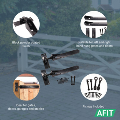 AFIT Adjustable Gate Hinges Hook Band Heavy Duty 350mm / 14 Inch Black ...