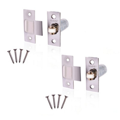 AFIT Adjustable Roller Catch Spring Loaded Latch Lock for Internal Doors - Nickel Plated - Pack of 2