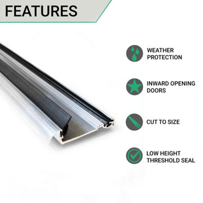 AFIT Aluminium Door Threshold Seal Draft Excluder - 56mm Inward Opening - 914mm