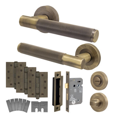 AFIT Antique Brass Fire Door Handle Bathroom Set Fire Rated 80mm Lock ...