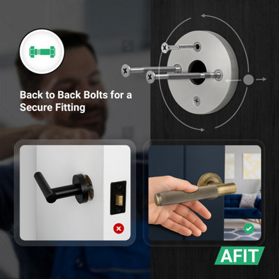 AFIT Antique Brass Fire Door Handle Latch Set Internal Fire Rated 76mm ...