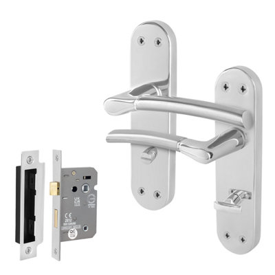 AFIT Bathroom Chrome Door Handle With Satin Nickel Feature Lever for ...