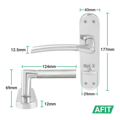 AFIT Bathroom Chrome Door Handle With Satin Nickel Feature Lever for ...