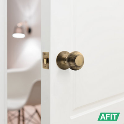 AFIT Beehive Door Knobs Antique Brass - 4 Pairs of Reeded Mortice Knobs ...