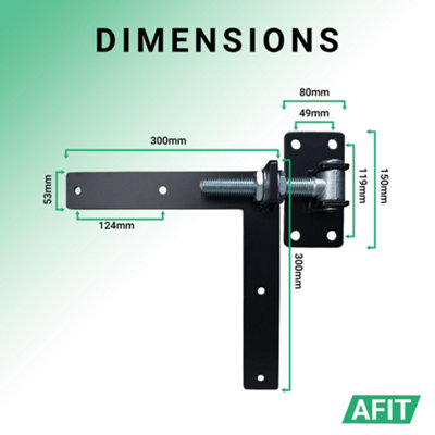 AFIT Black Adjustable Gate Hinge - Heavy Duty 300 x 300mm Right Hand ...