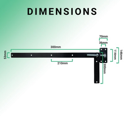 AFIT Black Adjustable Gate Hinge - Heavy Duty 900 x 300mm Right Hand ...