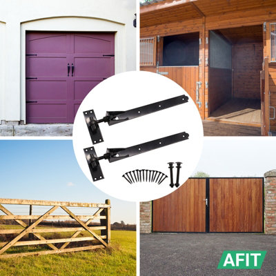 AFIT Black Adjustable Gate Hinges - 600mm / 24 Inch Heavy Duty Hook and ...