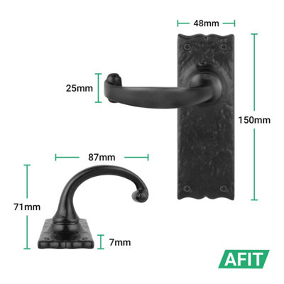 AFIT Black Antique Door Handles Latch, 4 Pair's Cast Iron Backplate ...