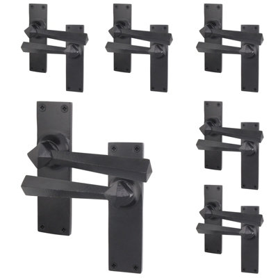 AFIT Black Antique Door Handles Latch, 6 Pairs of Rustic Cast Iron ...