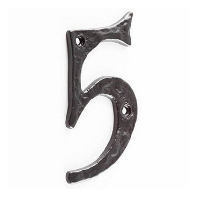 AFIT Black Antique Iron Door Number - Numeral 5 - Screw Fix 100mm | DIY ...
