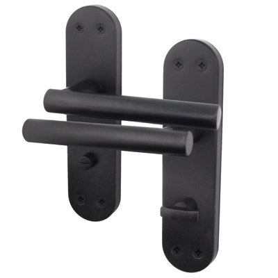 AFIT Black Bathroom Door Handles T-Bar 1 Pair Olvera Backplate Range