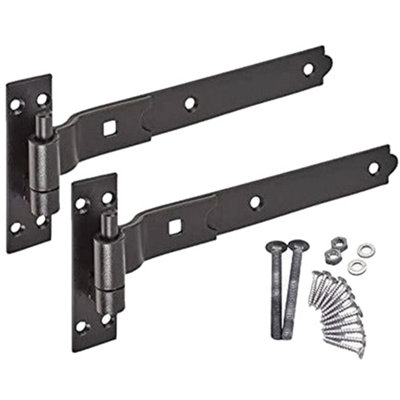 AFIT Black Cranked Gate Hinges - 250mm / 10 Inch Heavy Duty Hook and ...