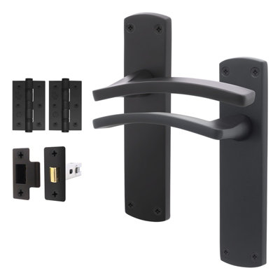 AFIT Black Door Handle Latch Set, Matt Black Internal Door Handle with ...