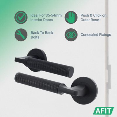 AFIT Black Door Handle Latch Set, Matt Black Internal Door Handle with ...