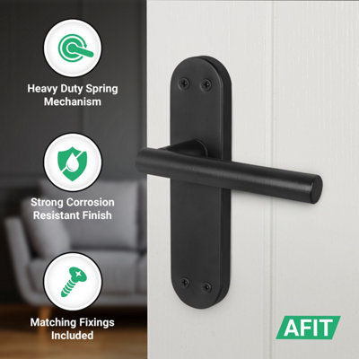 AFIT Black Door Handles with Latch T-Bar 1 Pair Olvera Backplate Range