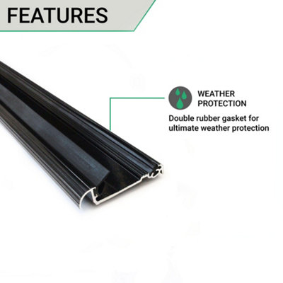 AFIT Black Door Threshold Seal - 56mm Inward Opening - 1829mm